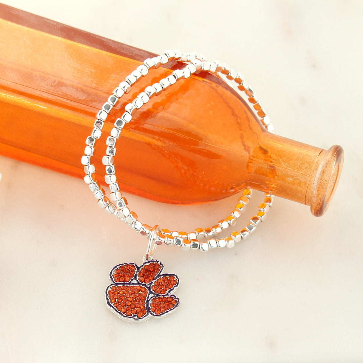 Clemson Crystal Logo Stretch Bracelet – Seasons Jewelry