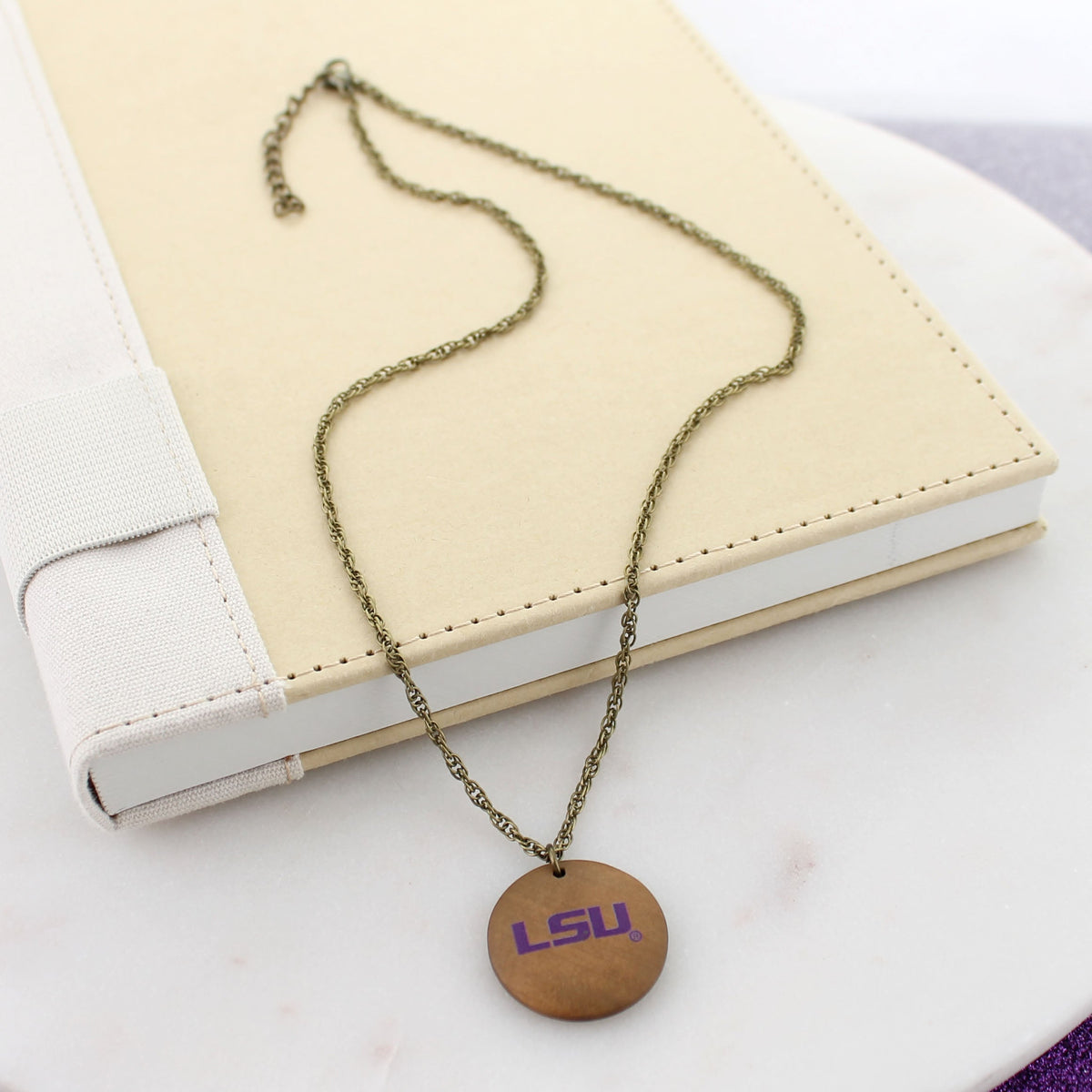18 - 21” LSU Logo Wood Disc Necklace – Seasons Jewelry